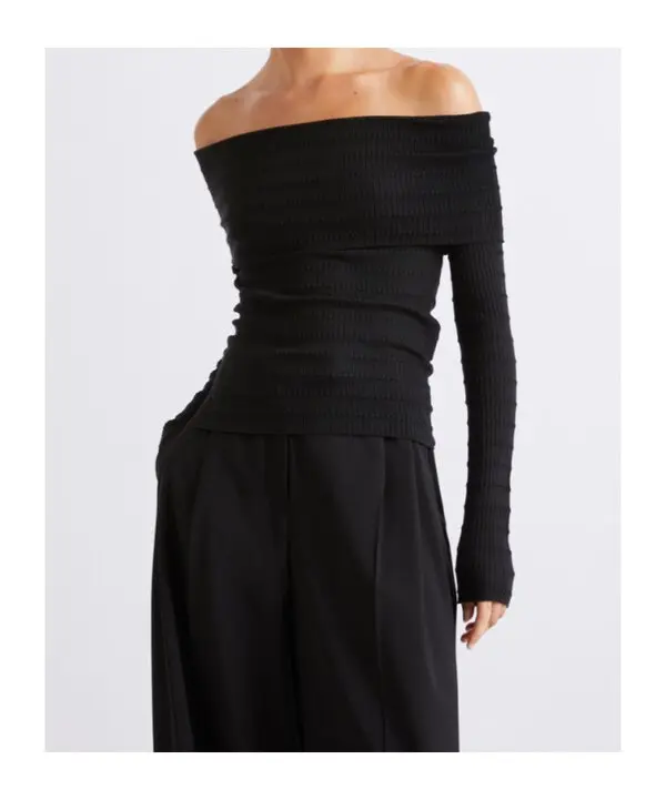 Marella Viscose Blend Cowl Neck Off-the-shoulder Sweater - Black