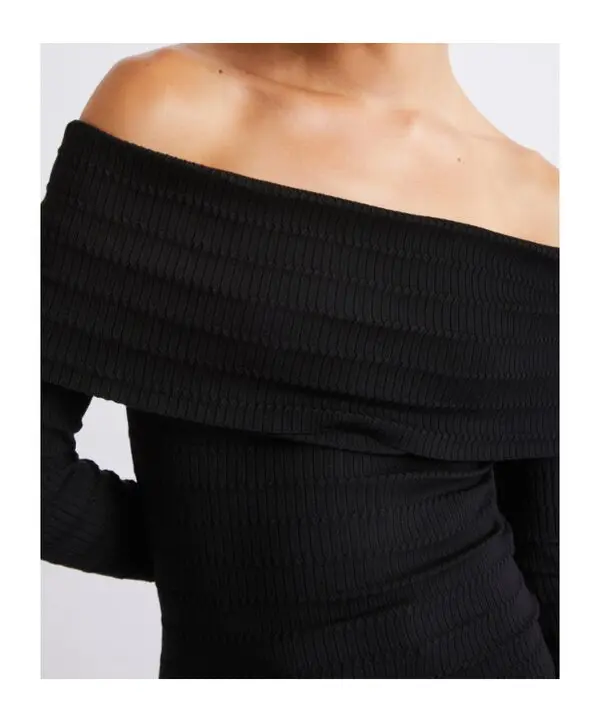 Marella Viscose Blend Cowl Neck Off-the-shoulder Sweater - Black