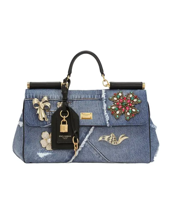Dolce & Gabbana Embellished Denim Tote Bag - Multicolor