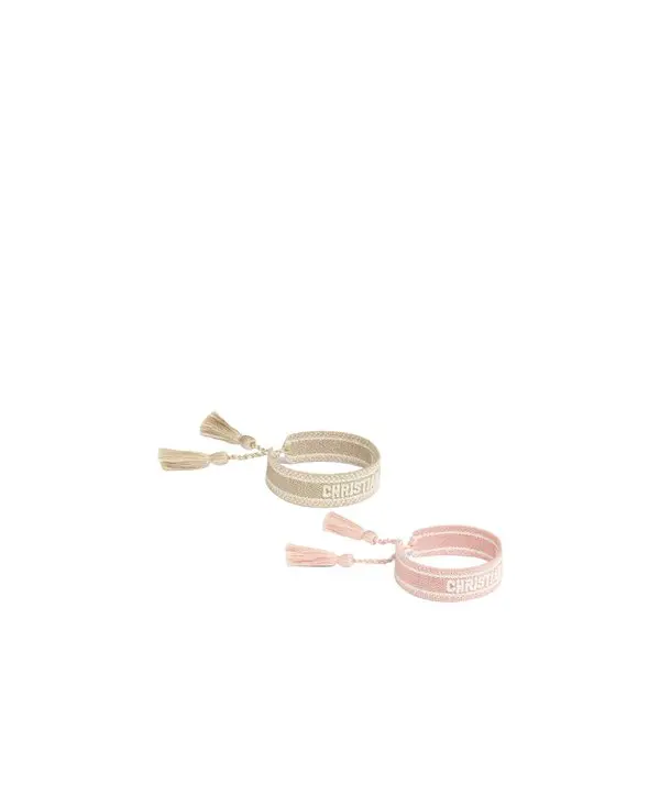 Dior Embroidered Logo Bracelets - Yellow