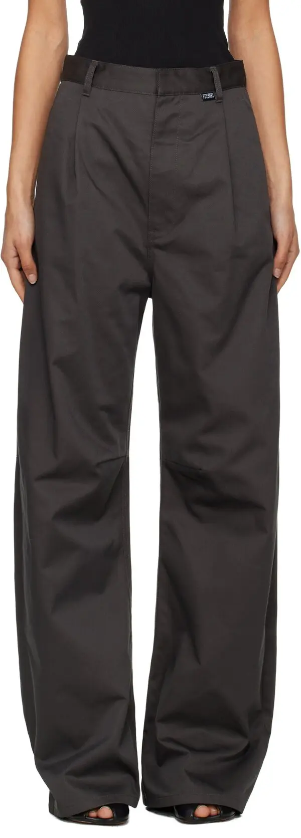 MAISON MARGIELA Wide-leg Logo Patch Trousers - Gray