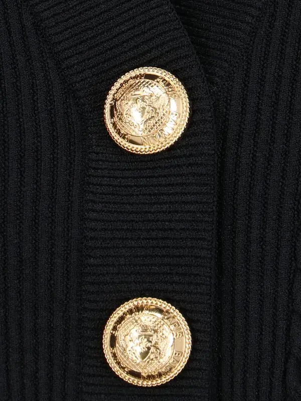 Balmain V-neck Long Sleeve Knitted Cardigan - Black