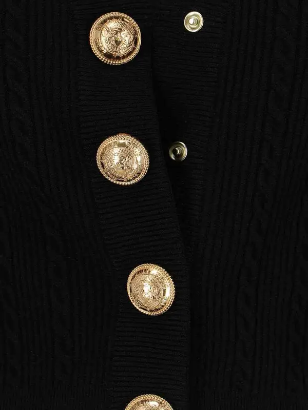 Balmain V-neck Long Sleeve Knitted Cardigan - Black