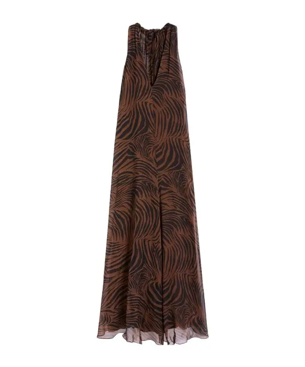 Max Mara Zebra Print Halterneck Maxi Dress