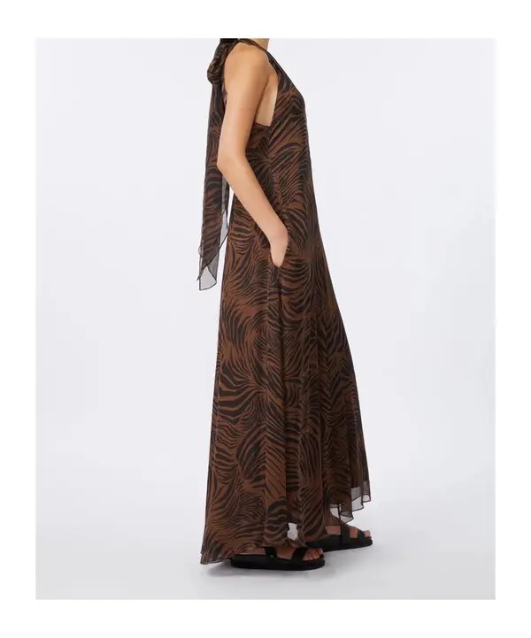 Max Mara Zebra Print Halterneck Maxi Dress