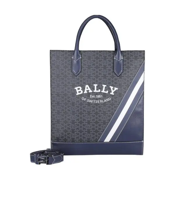 Bally Logo Printed Tote Bag - Gray