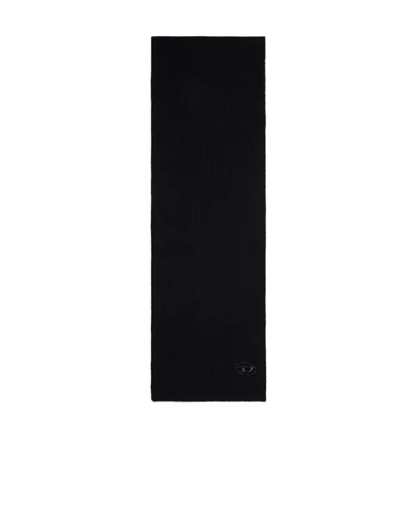 DIESEL® K-coder Logo Embroidered Ribbed Scarf - Black