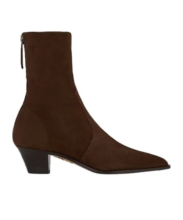 AQUAZZURA Brunswick Suede Ankle Boots - Brown