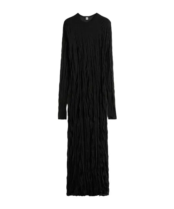 TOTEME Crinkled Long-sleeve Maxi Dress - Black