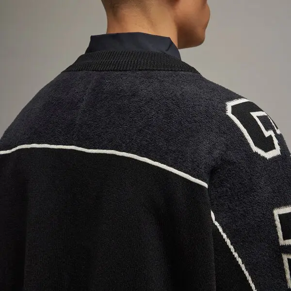 Y3 Logo Intarsia Knit V-neck Cardigan