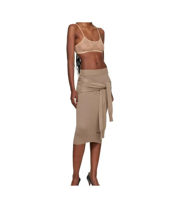 MARINE SERRE Ribbed Knit Skirt With Embroidered Logo