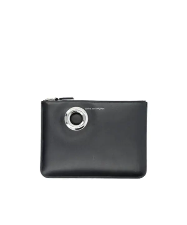 Comme Des Garçons Eyelet Detailed Zip-up Wallet - Black
