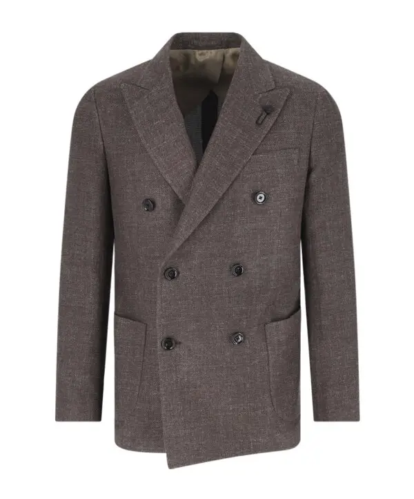 LARDINI Double-breasted Blazer - Black