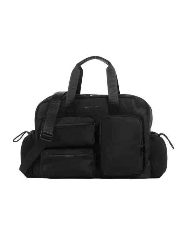 Armani Exchange Double-handled Shoulder Bag With Detachable Strap - Black
