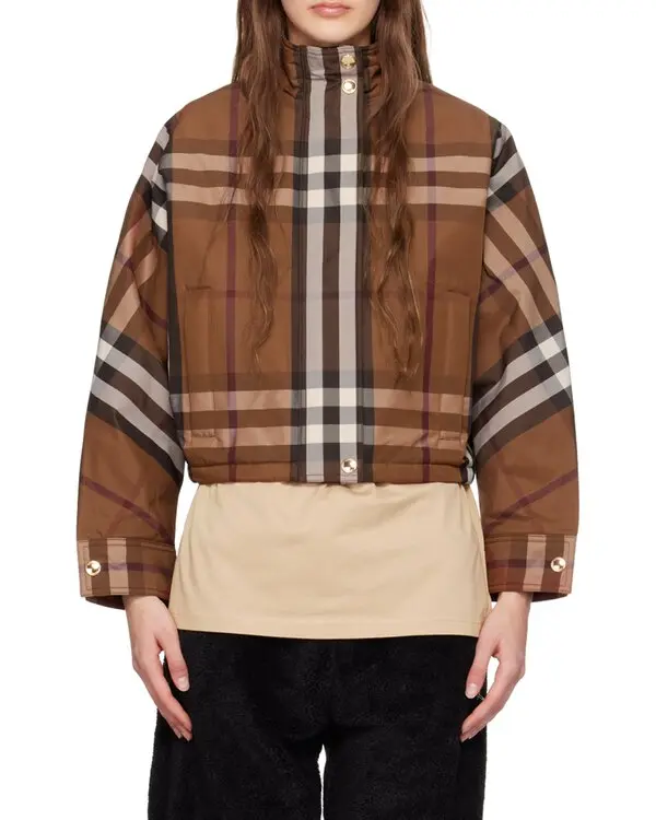 Burberry Check Pattern Zip-up Jacket