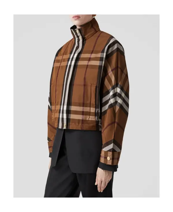 Burberry Check Pattern Zip-up Jacket
