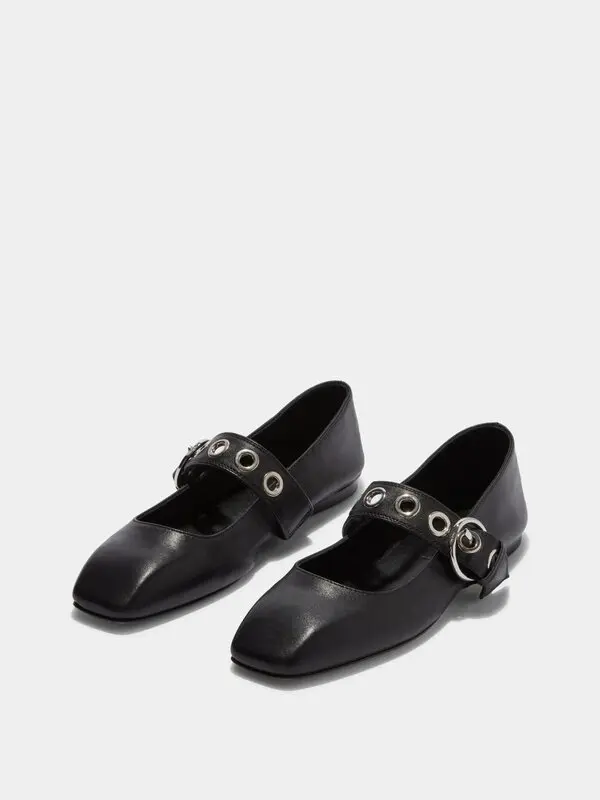 AeydĒ Uma Ballet Flats With Metal Eyelets - Black
