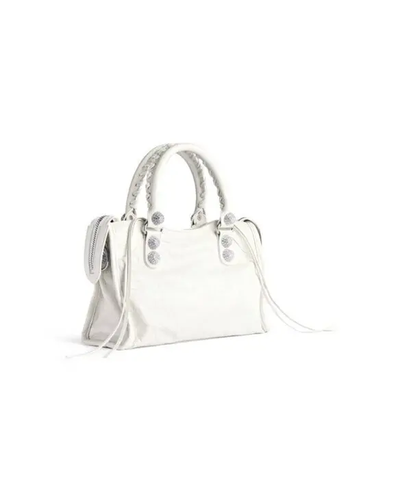 Balenciaga Le City Bag Small Giant Studs With Rhinestones - Bright White
