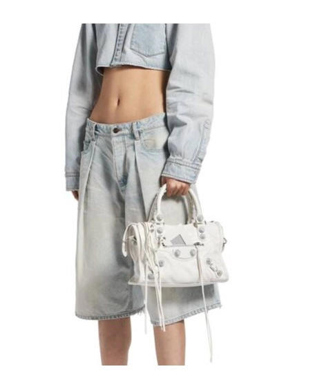 Balenciaga Le City Bag Small Giant Studs With Rhinestones - Bright White
