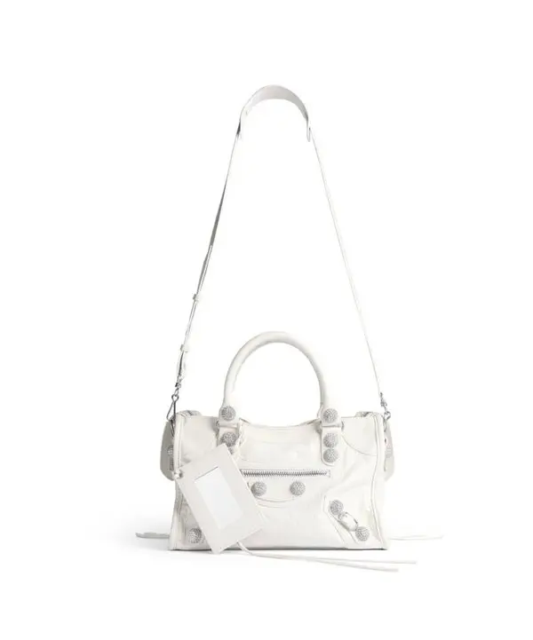 Balenciaga Le City Bag Small Giant Studs With Rhinestones - Bright White