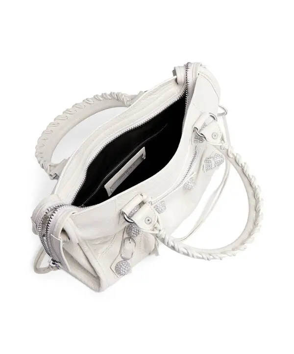 Balenciaga Le City Bag Small Giant Studs With Rhinestones - Bright White