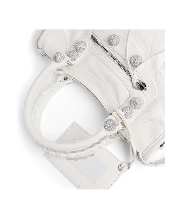Balenciaga Le City Bag Small Giant Studs With Rhinestones - Bright White