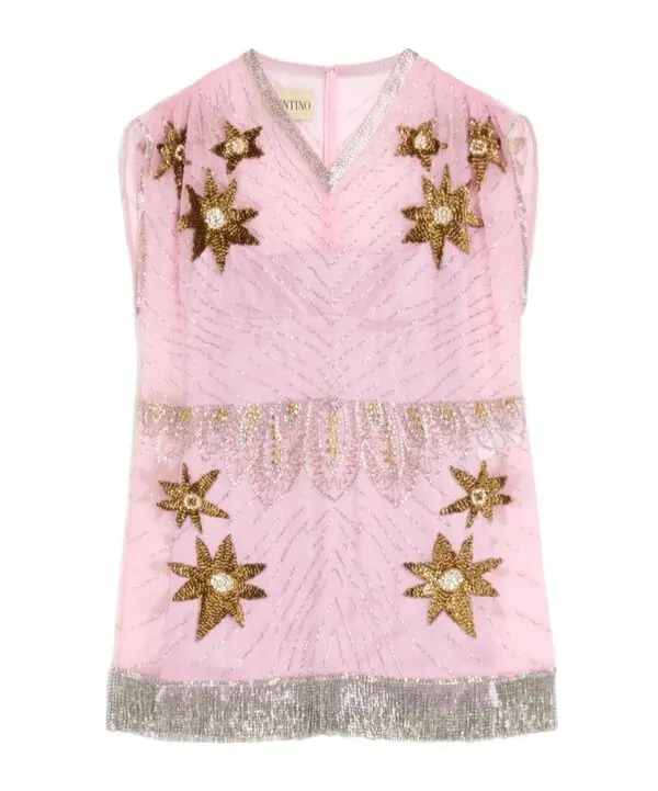 Valentino Garavani Embellished V-neck Dress
