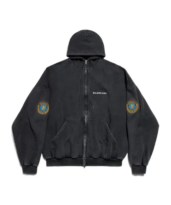 Balenciaga Uniform Patch Zip-up Hoodie