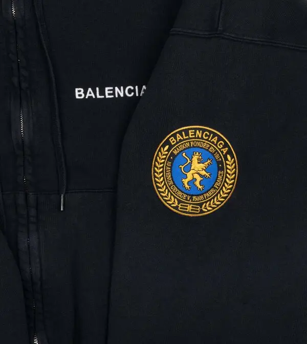 Balenciaga Uniform Patch Zip-up Hoodie