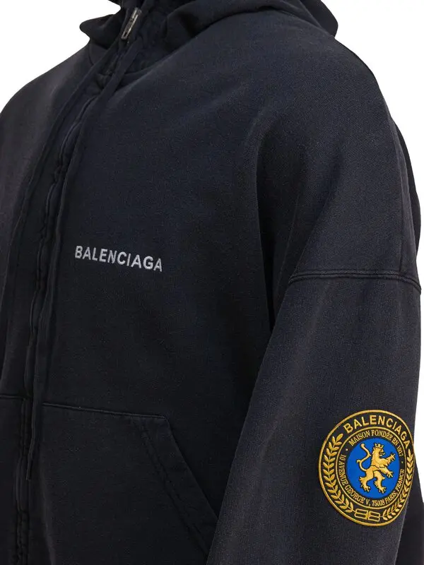 Balenciaga Uniform Patch Zip-up Hoodie