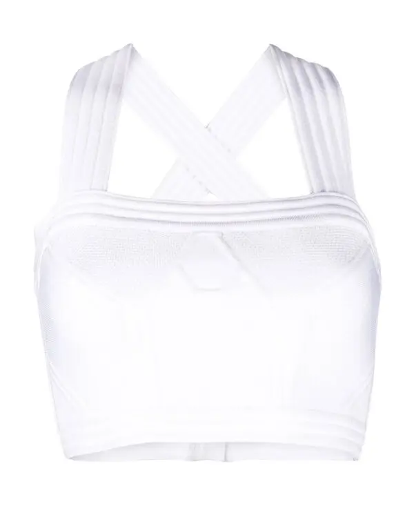 Balmain Cropped Geometric-panelled Top - White