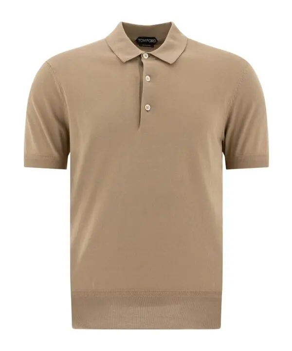 TOM FORD Fint Knit Polo Shirt - Light Brown