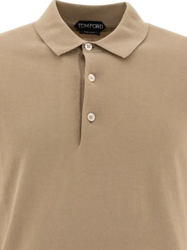 TOM FORD Fint Knit Polo Shirt - Light Brown