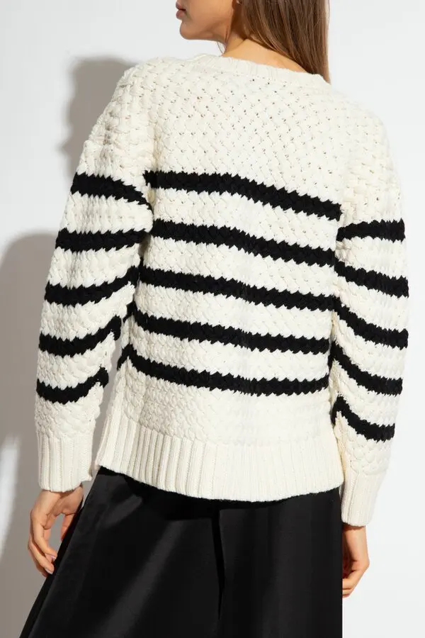 Alanui Striped Knitted Sweater With Logo Detail