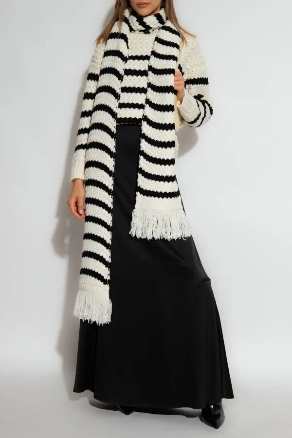 Alanui Striped Knitted Sweater With Logo Detail