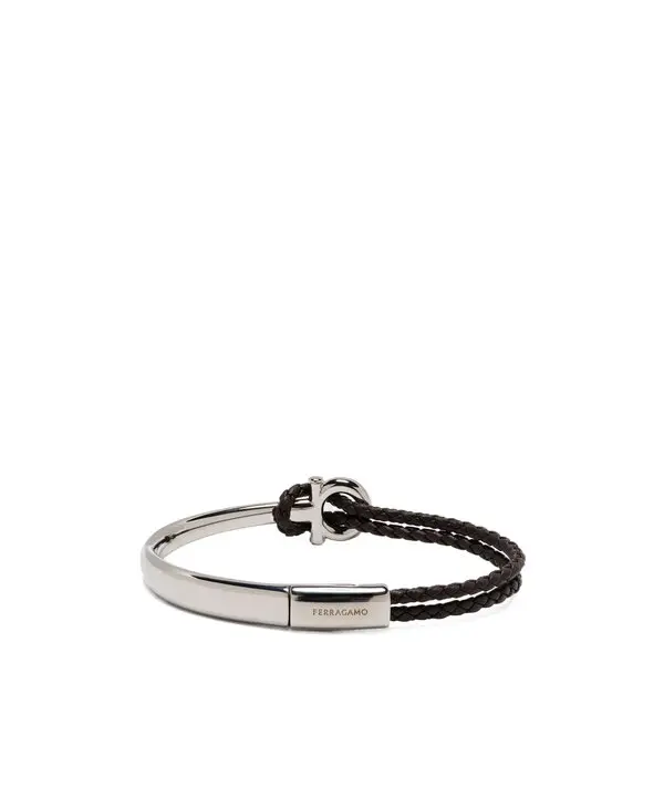 FERRAGAMO Logo Engraved Bracelet - Black