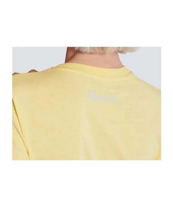 Balmain Draped T-shirt With Embroidered Logo - Yellow