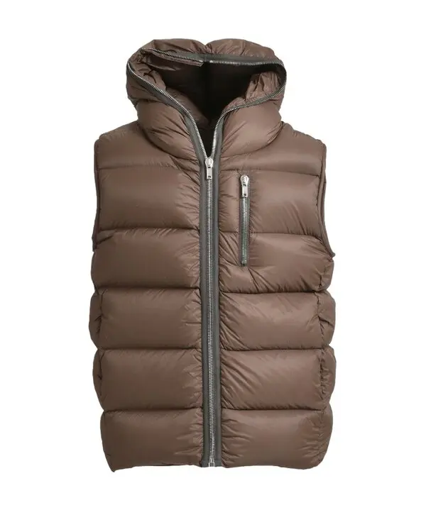 Rick Owens Quilted Hooded Down Gilet - Brown