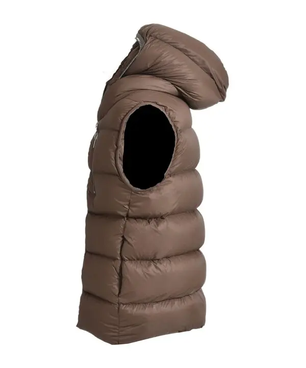 Rick Owens Quilted Hooded Down Gilet - Brown