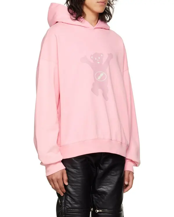 We11Done Logo Print Cotton Hoodie - Pink