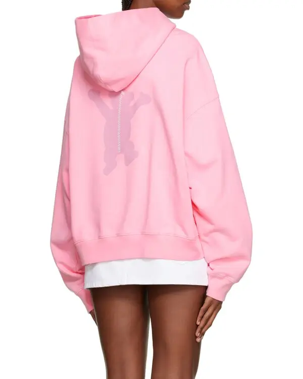 We11Done Logo Print Cotton Hoodie - Pink