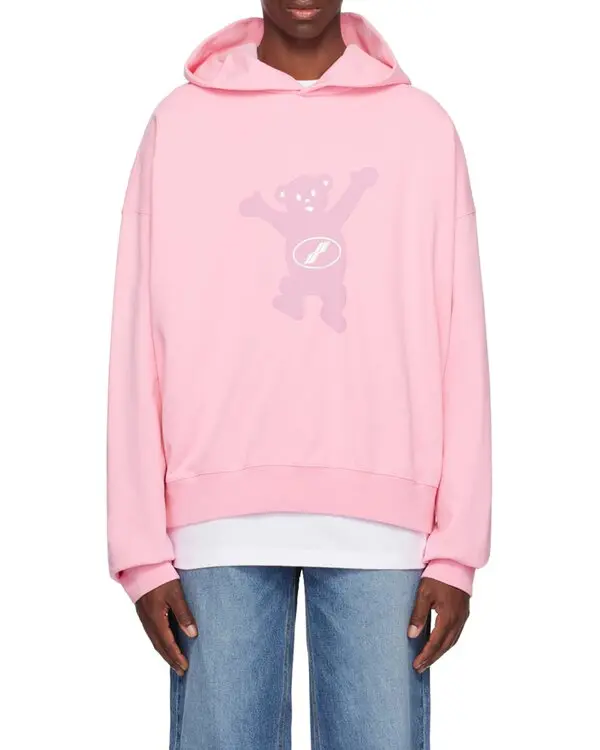 We11Done Logo Print Cotton Hoodie - Pink