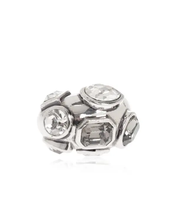 Etro Embellished Ring With Logo Detail - Silver