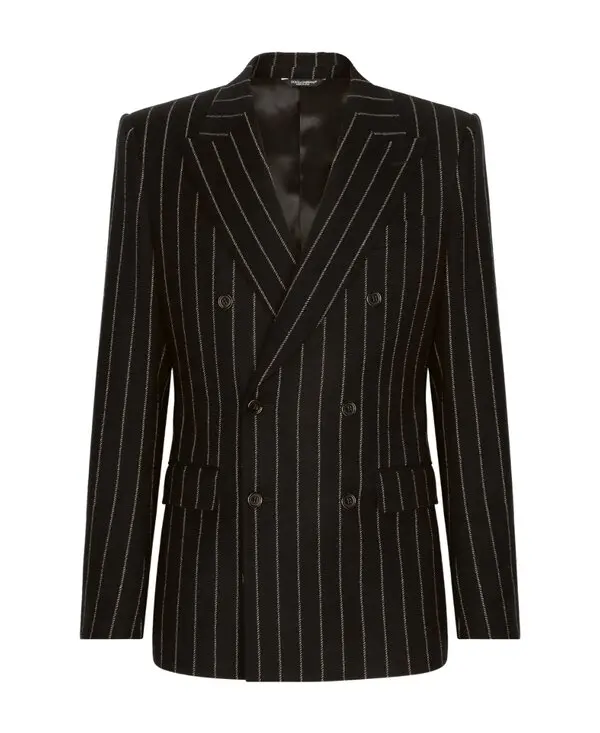 Dolce & Gabbana Dolce Gabbana Striped Double-breasted Blazer - Black