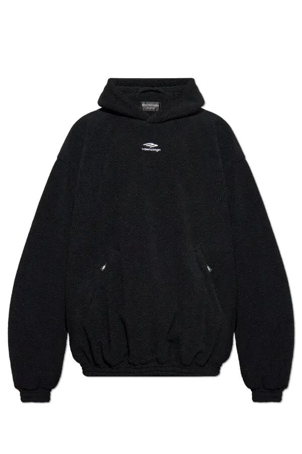 Balenciaga Ski 3b Sports Icon Fleece Hoodie - Black