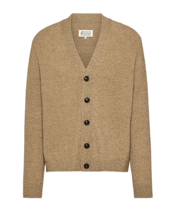 MAISON MARGIELA Long Sleeve V-neck Cardigan - Walnut Color