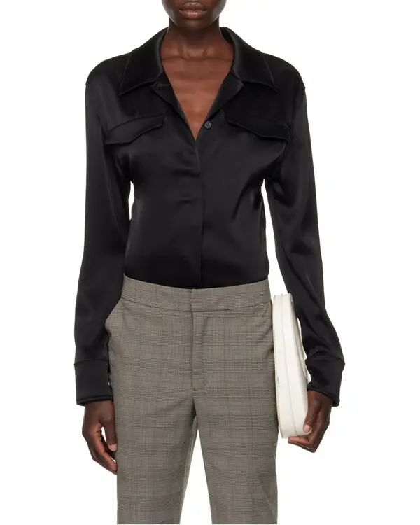 COURREGES Backless Satin Shirt Bodysuit
