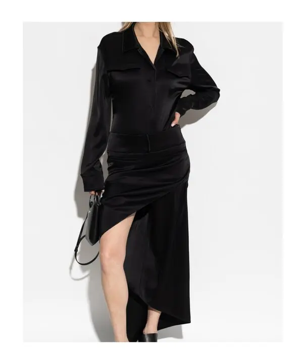 COURREGES Backless Satin Shirt Bodysuit