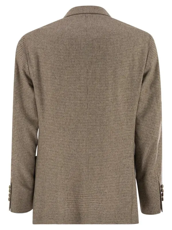 Brunello Cucinelli Checked Flannel One-and-a-half Breasted Deconstructed Blazer - Nude