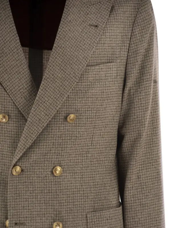 Brunello Cucinelli Checked Flannel One-and-a-half Breasted Deconstructed Blazer - Nude